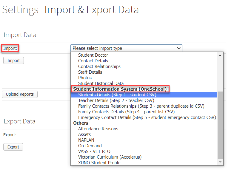 Importing data extracted from OneSchool Importing data extracted from OneSchool